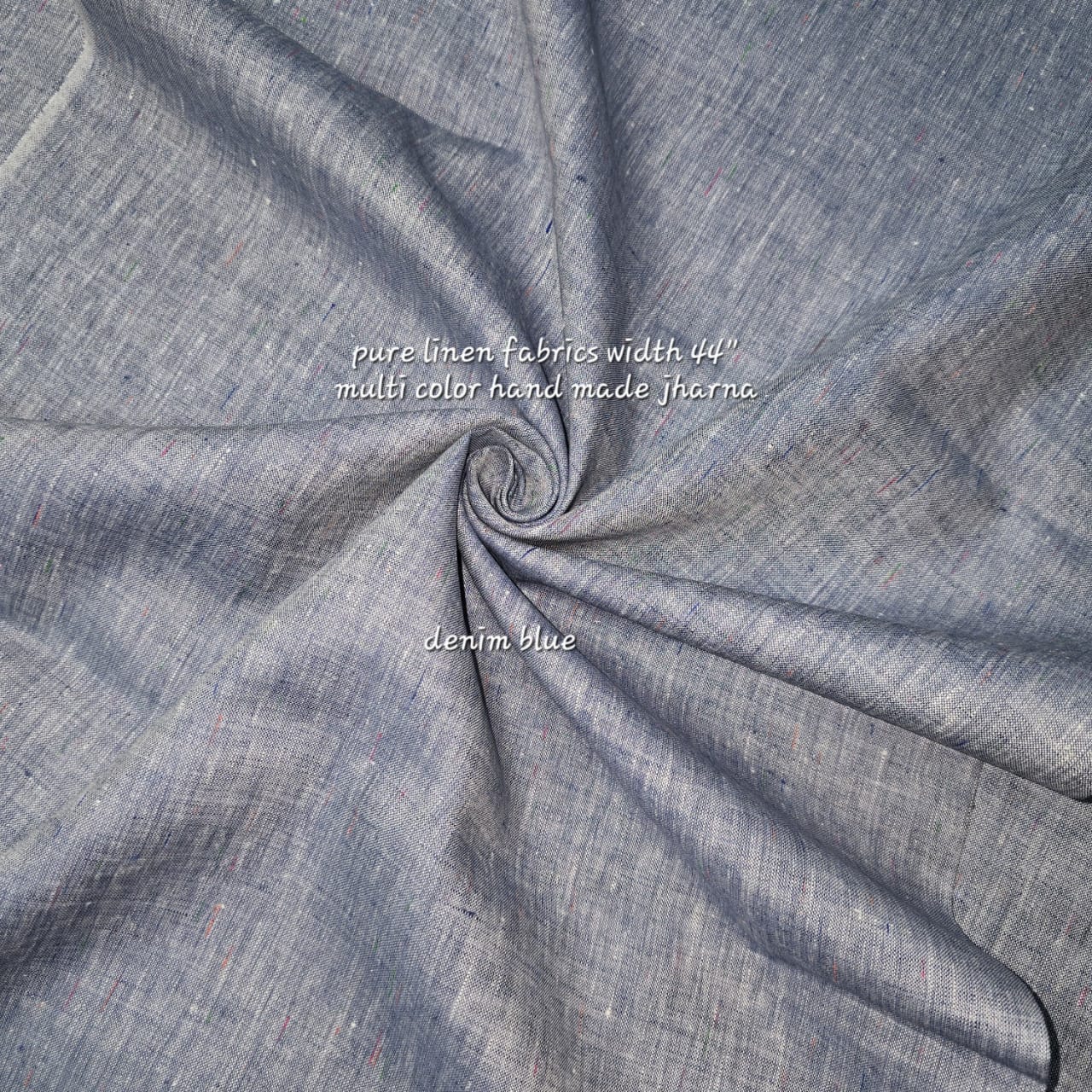 Handwoven Pure Linen 80 Lea Jharna Design Fabric (Denim Blue) – Essence ...